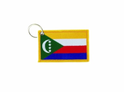 Keychain keyring embroidered embroidery patch double sided flag comores ...