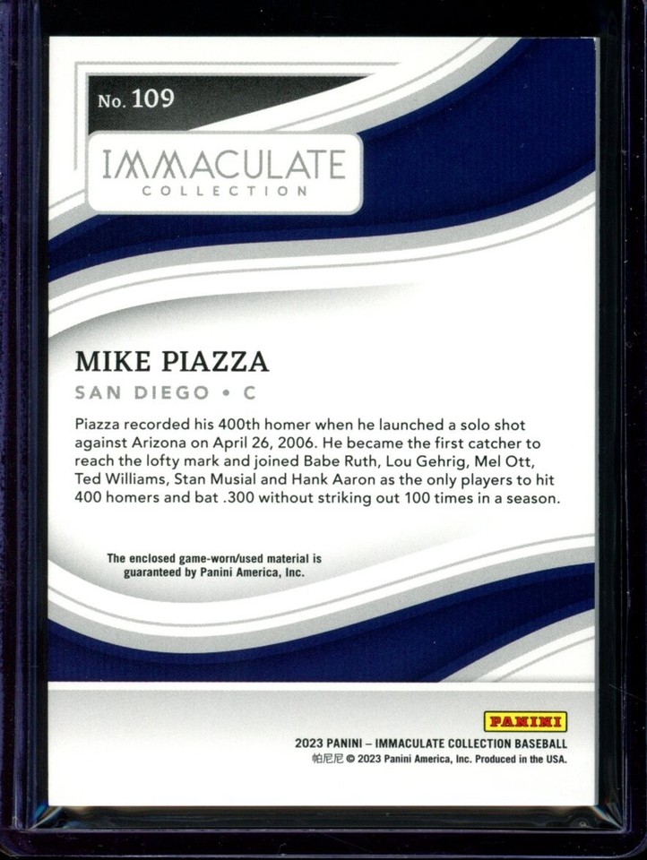 2023 Panini Immaculate Patch #109 Mike Piazza Gold /10 Padres | eBay