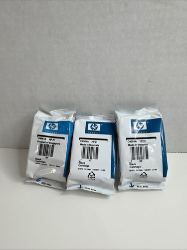 GENUINE HP 21 (C9351A) BLACK INK CARTRIDGE LOT Of 3 AUTHENTIC ORIGINAL ...