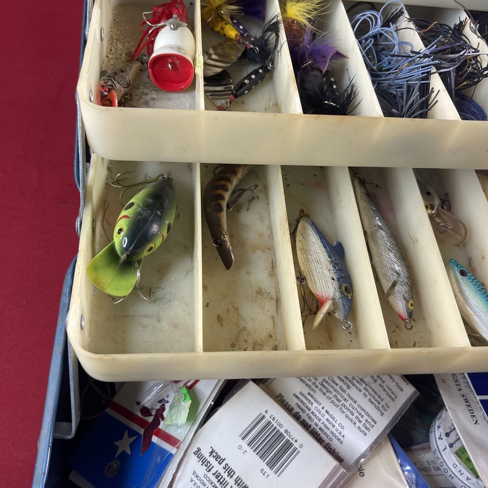 Vintage Old Pal Fishing Tackle Box - Full Of Lures, Plastics, And More ...