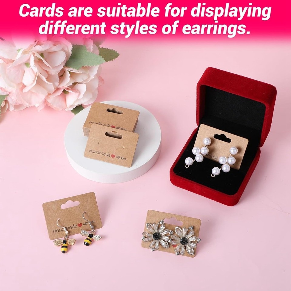 2X(Earring Cards, 100Pcs Earring Display Holder Cards, 2 Inch X 1.44472 ...