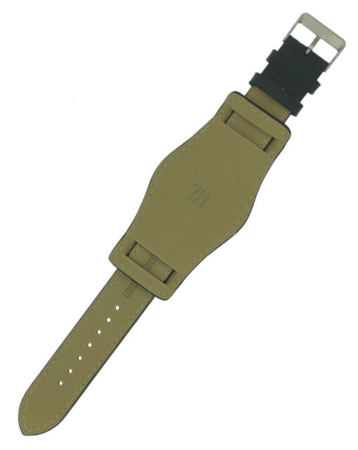 Black Genuine Leather Military Cuff Watch Strap 18mm 20mm 22mm and 24mm ...