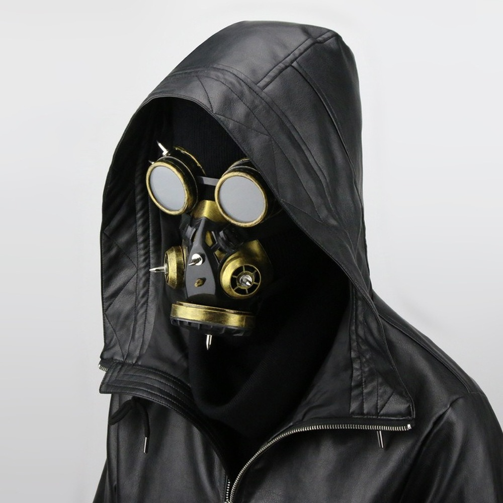 Halloween Mask Helmet Steam Punk Metal Gas Mask Goggles Halloween ...