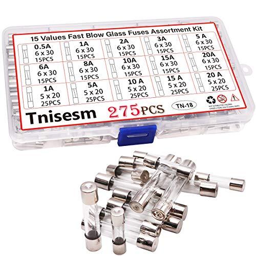 275 Pcs Fast Blow Glass Fuses Assortment Kit 0.5A 1A 2A 3A 5A 6A 8A 10A ...