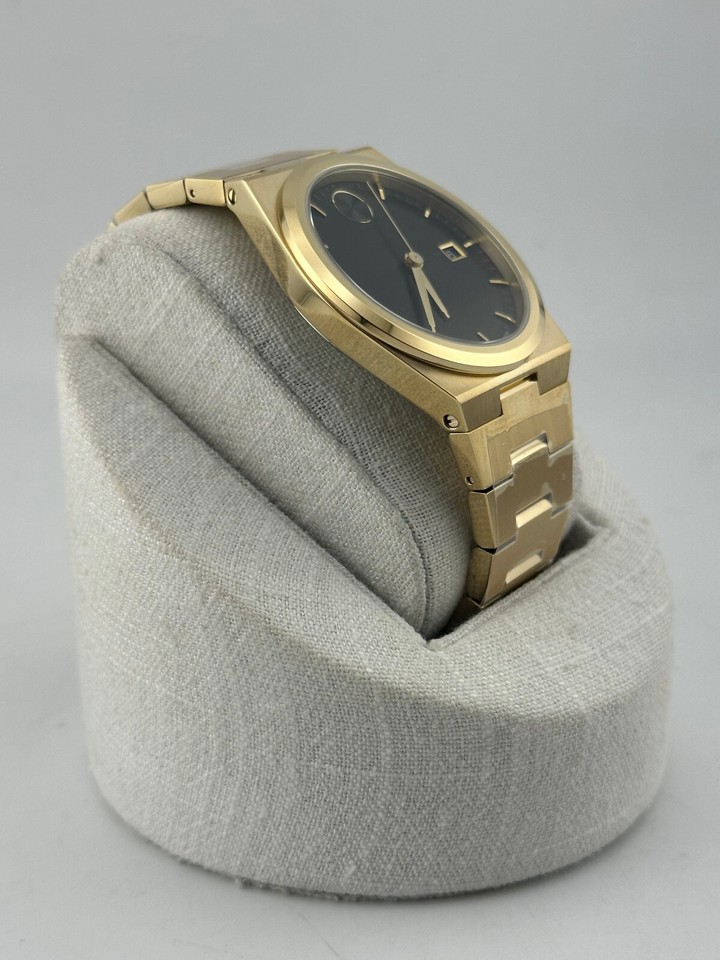 Movado Bold Quest Black Dial Gold Tone Quartz Watch 3601223 Brand New ...