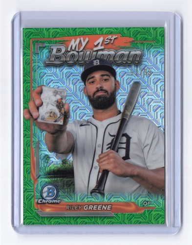 2024 1st Bowman Chrome Green Mojo Refractor /99 Riley Greene #M1B-20 ...