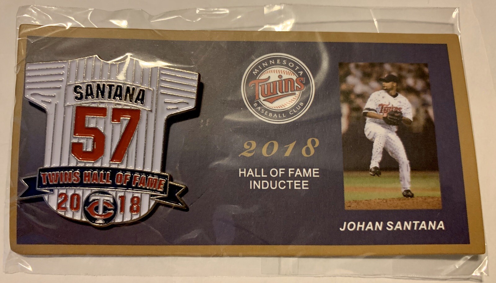 2018 Minnesota Twins Hall of Fame Johan Santana Pin SGA MINT In Package ...
