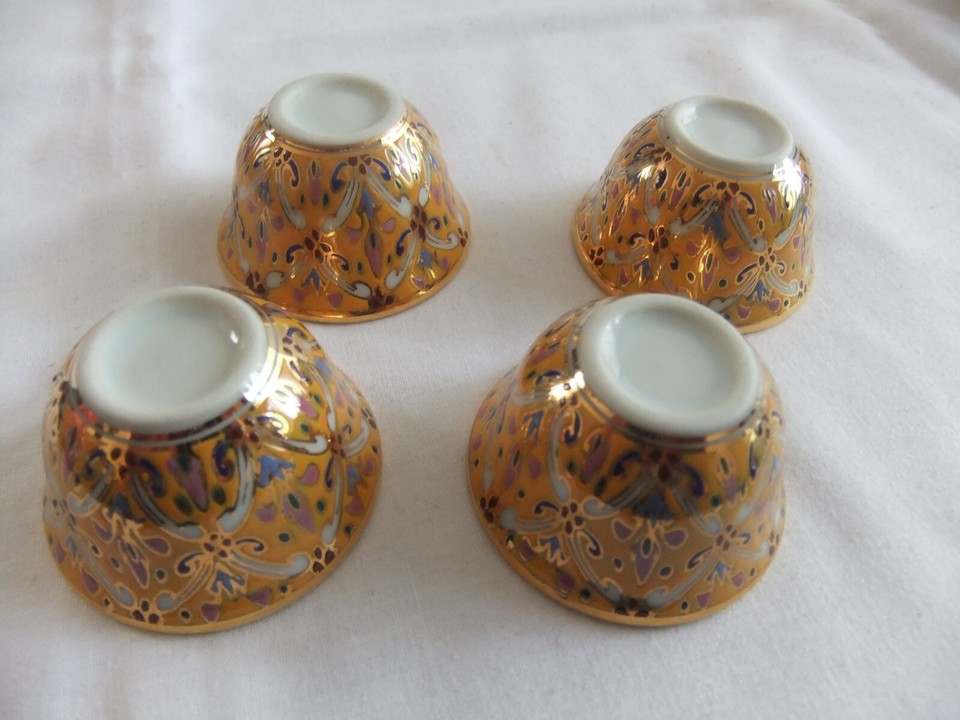Vintage Benjarong Royal Porcelain Gold Gilt Hand-painted Tea Set with ...
