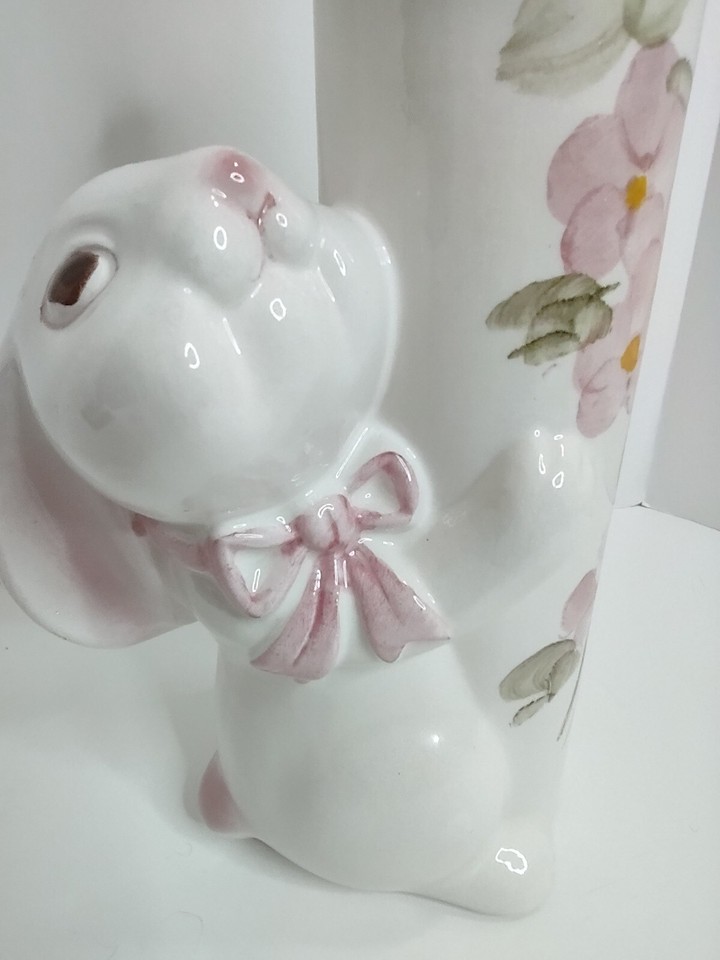 Vintage Ceramic Weiss Easter Bunny Rabbit Bud Vase 1987 Hand Painted ...