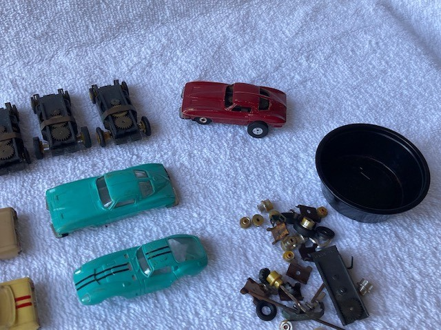 Vintage Aurora Model Motoring Slot Car Track Pieces and Working Cars ...