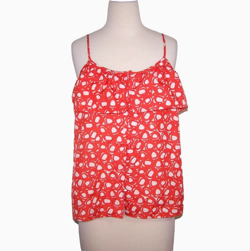 Attention Flowy Tank Top Blouse Large Ruffle Lightweight Sleeveless ...