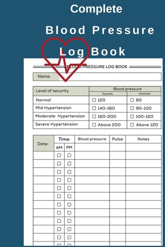 Complete Blood Pressure Log Book | eBay