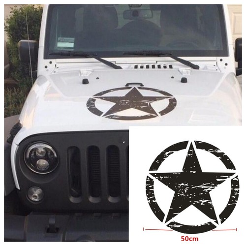 Car Sticker Matt Black Distressed Army Military Star Decal Hood For ...