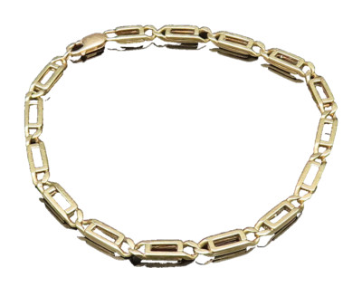 14K GOLD Vintage Precious Open Rectangle Link Bracelet GBR057 | eBay