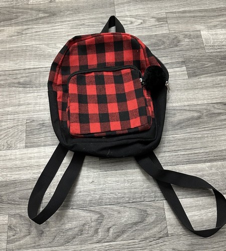 Cat & Jack Buffalo Plaid Mini Backpack Pom Pom EUC | eBay