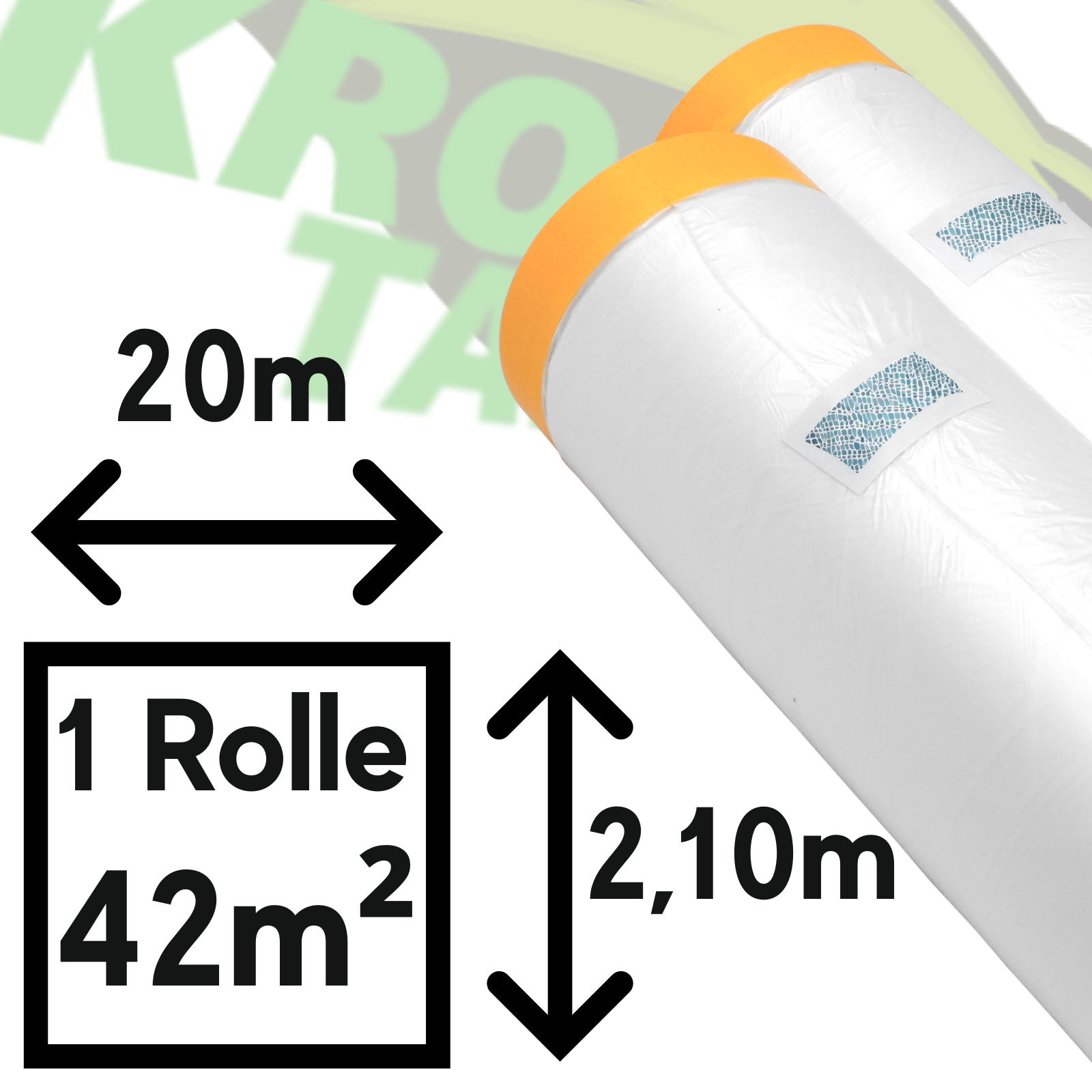 Abdeckfolie Mit Klebeband Malerfolie 2100mm x 20m 42m² Maler Folie ...