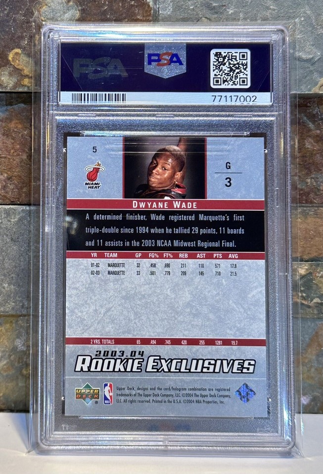 2003 Upper Deck Dwayne Wade Rookie Exclusives #5 - PSA 9 📈 | eBay