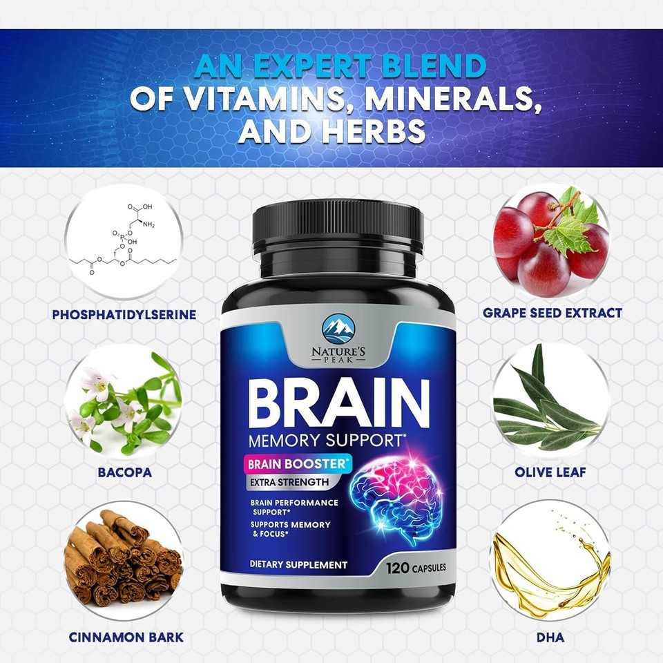 Brain Memory Supplement Pills - Nootropics Support for Concentration ...