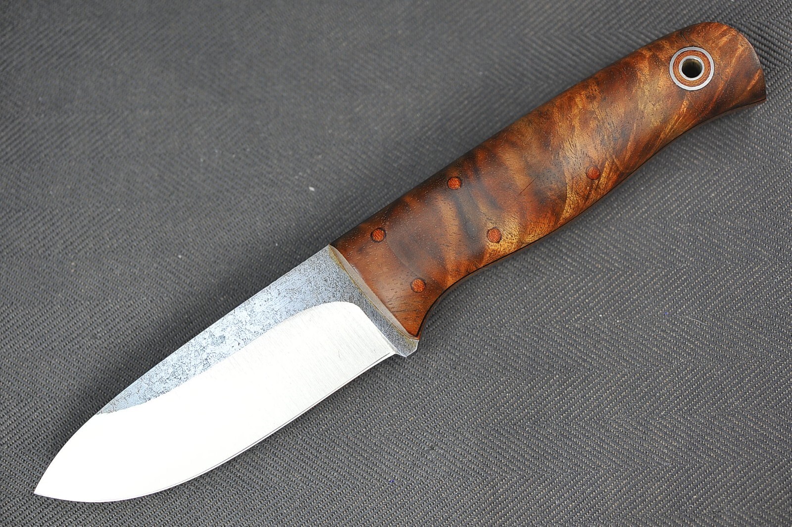 Fiddleback Forge Bushcrafter by Andy Roy .12" Blade, Full Cherry Wood ...