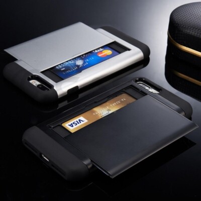 iPhone 5 6 7 8 Plus X / Xs XR Max Slide Wallet Card Case Pocket Cash CS ...