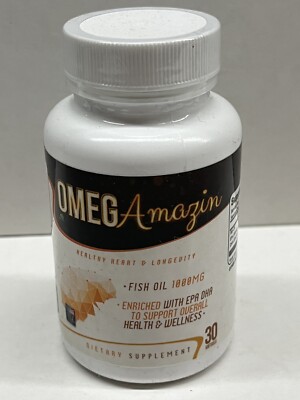 Omeg Amazin Fish Oil 1000 mg 30 Softgels Healthy Heart & Longevity Bb ...