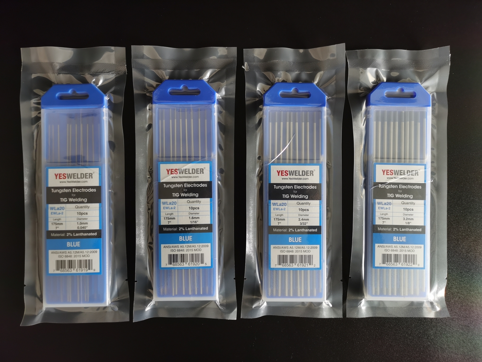 10-pk TIG Welding Tungsten Electrode 2% Lanthanated(Blue, EWLa-2) .040 ...