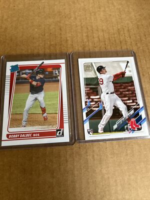 BOBBY DALBEC RC 2021 Donruss Rated Rookie #48 & Topps #26 Red Sox Cards ...