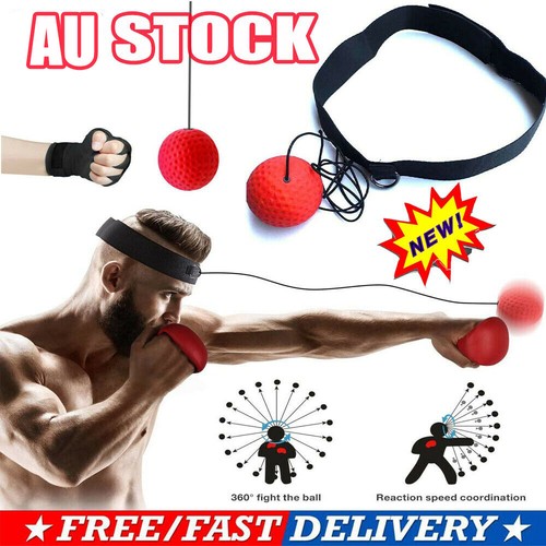 REFLEX REACTION BALL BOXING HEAD BAND SPEED PUNCH TRAINING RED Au STOCK ...