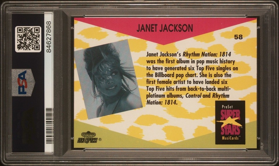 PSA 10 Pop 3 -1991 Pro Set Musicards Super Stars #58 Janet Jackson ...