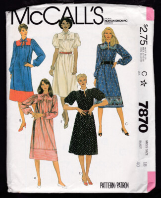 1982 McCall's Pattern Women's Sz 18 #7870 Uncut FF Dress | eBay