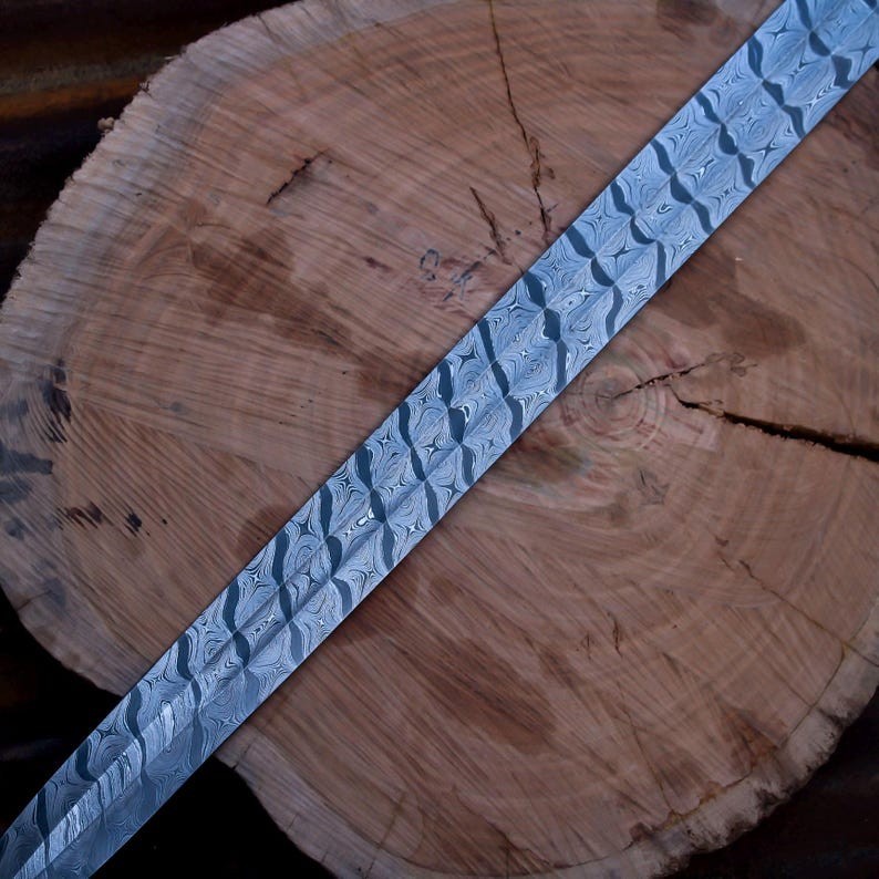 Handmade Damascus Steel Sword Blank Blade, Ideal For Custom Sword ...