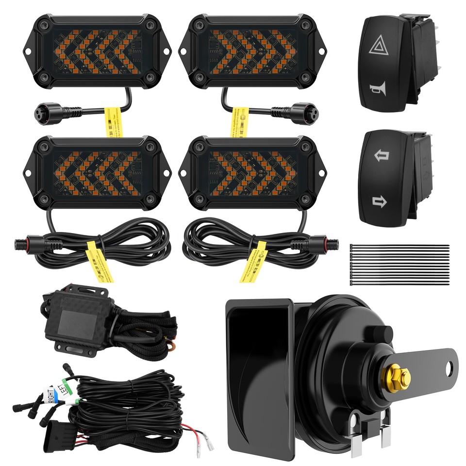 Street Legal UTV Turn Signal Kit with 110dB Horn, Rock Switch Arrow ...