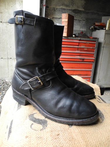 Vintage Black Leather Motorcycle Engineer Boots Size 12 Made In USA ...