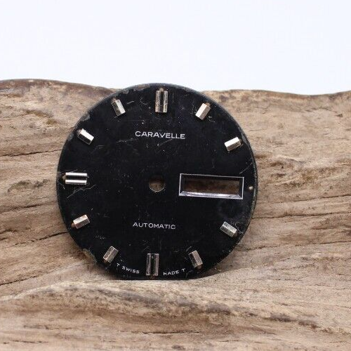 CARAVELLE AUTOMATIC BLACK WITH SILVER INDICES WATCH DIAL FACE 28.3mm ...