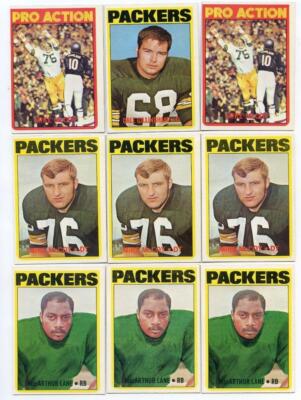 1972 TOPPS FOOTBALL GREEN BAY PACKERS 9 CARD LOT EXMT TO NRMT "FREE ...