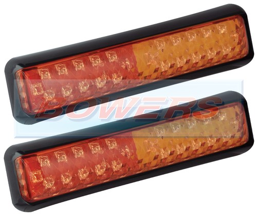 2x LED AUTOLAMPS 200BSTIME 200mm SLIMLINE 12V/24V REAR TRAILER TAIL ...