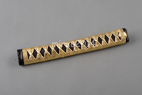Black REAL Rayskin Handle Tsuka Gold Leather for Japanese Samurai ...