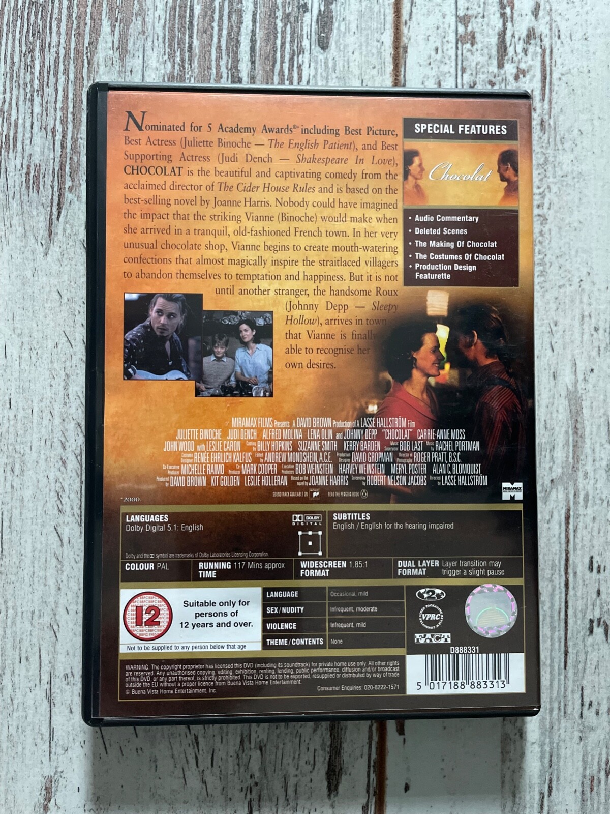 Chocolat (DVD) (2001) Johnny Depp Juliette Binoche 5017188883313 | eBay