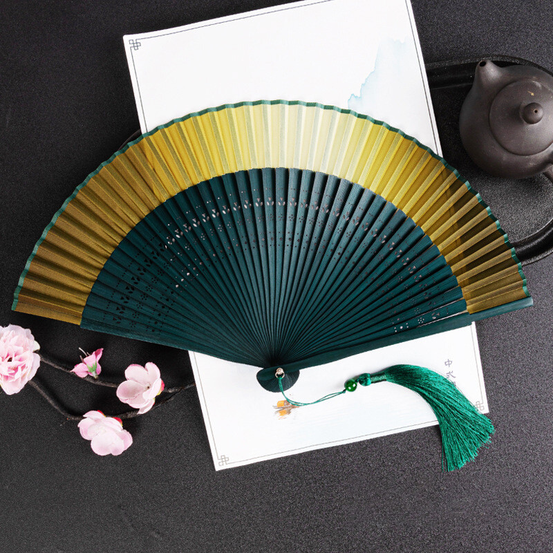 Folding Fan Hand Held Silk Bamboo Fan Dance Fans Chinese Style Wedding ...