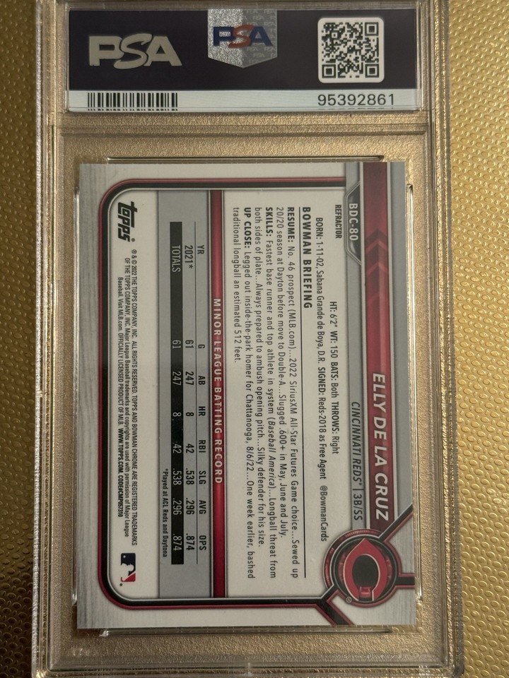 2022 Bowman Draft Chrome #BDC80 Elly De La Cruz REFRACTOR PSA 10 GEM ...