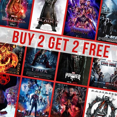 All Marvel Movie Series Posters Classic Wall Art Retro Picture Print ...