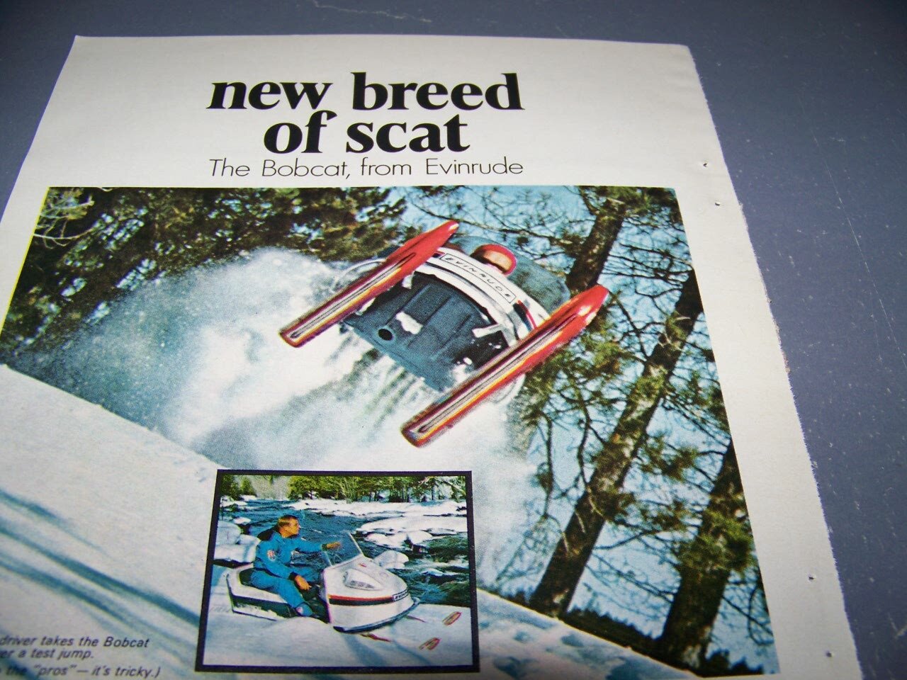 1970 FEATHERWEIGHT "ALLOUETTE" & EVINRUDE BOBCAT SNOWMOBILE..SALES ADS ...