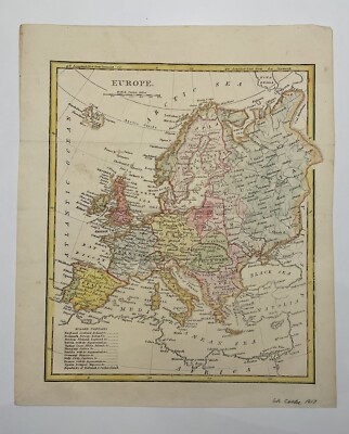 1817 Antique Map of Europe by G.A. Cooke, with Countries post Congress ...