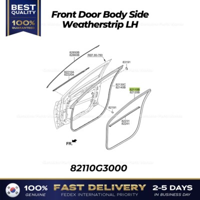 ⭐Genuine⭐ Front Door Body Side Weatherstrip LH 82110G3000 for Hyundai ...