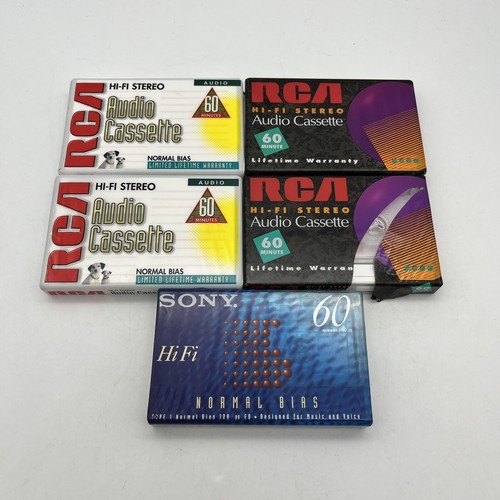 Lot Of 5 Audio Cassettes RCA & Sony 60 Minutes Hi-Fi Stereo Brand New ...