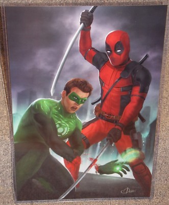 Deadpool vs Green Lantern Glossy Art Print 11 x 17 In Hard Plastic ...