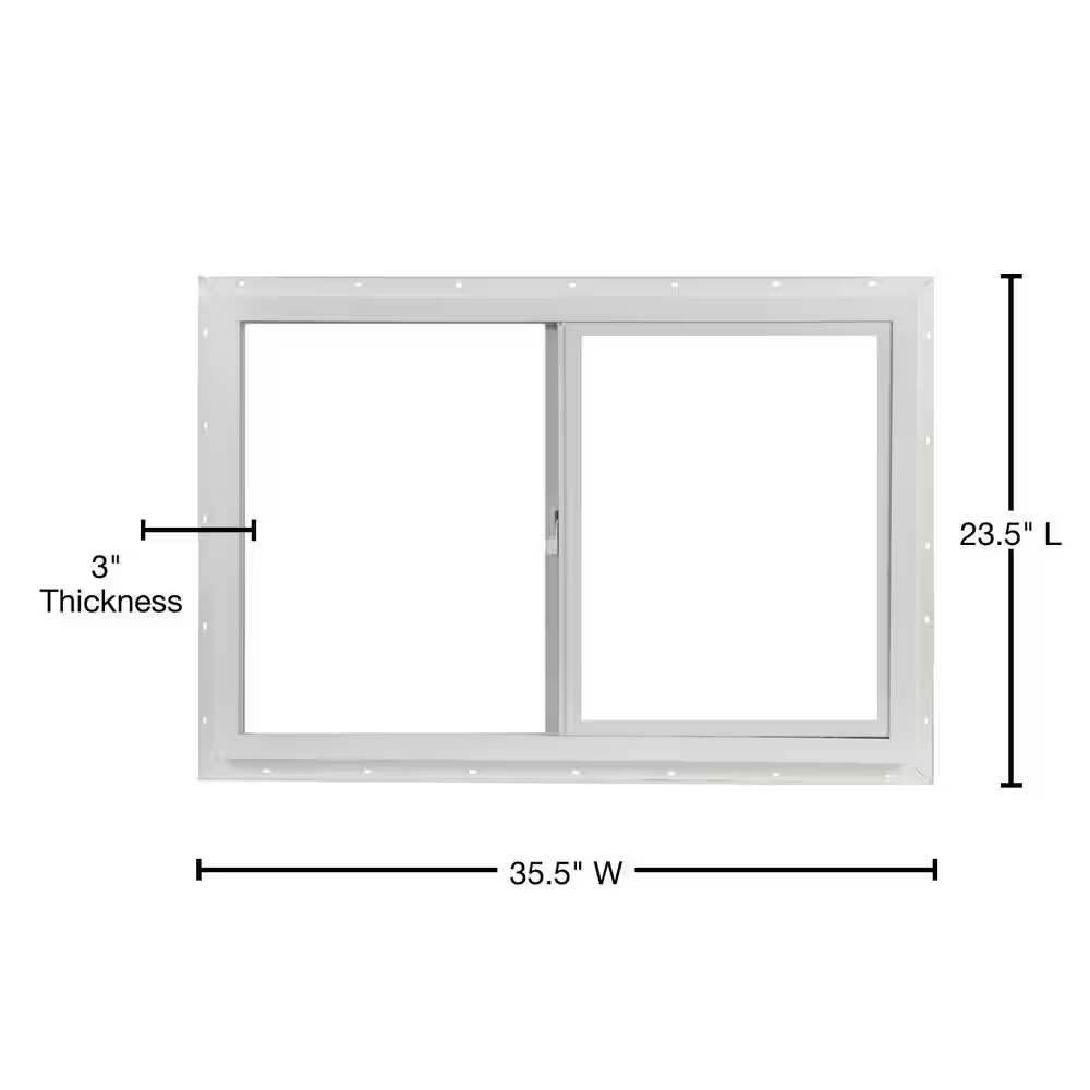 TAFCO WINDOWS 35.5" x23.5" Double-Pane Single Vinyl Slider Window Left ...