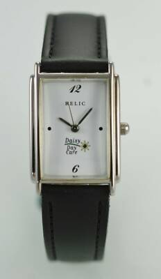 Relic White Unisex Silver Stainless Steel Black Leather Quartz Battery ...