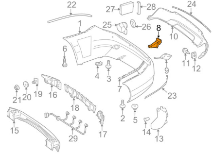 OEM Mercedes-Benz C W204 Rear Bumper Left Side Bracket AMG A2048854414 ...