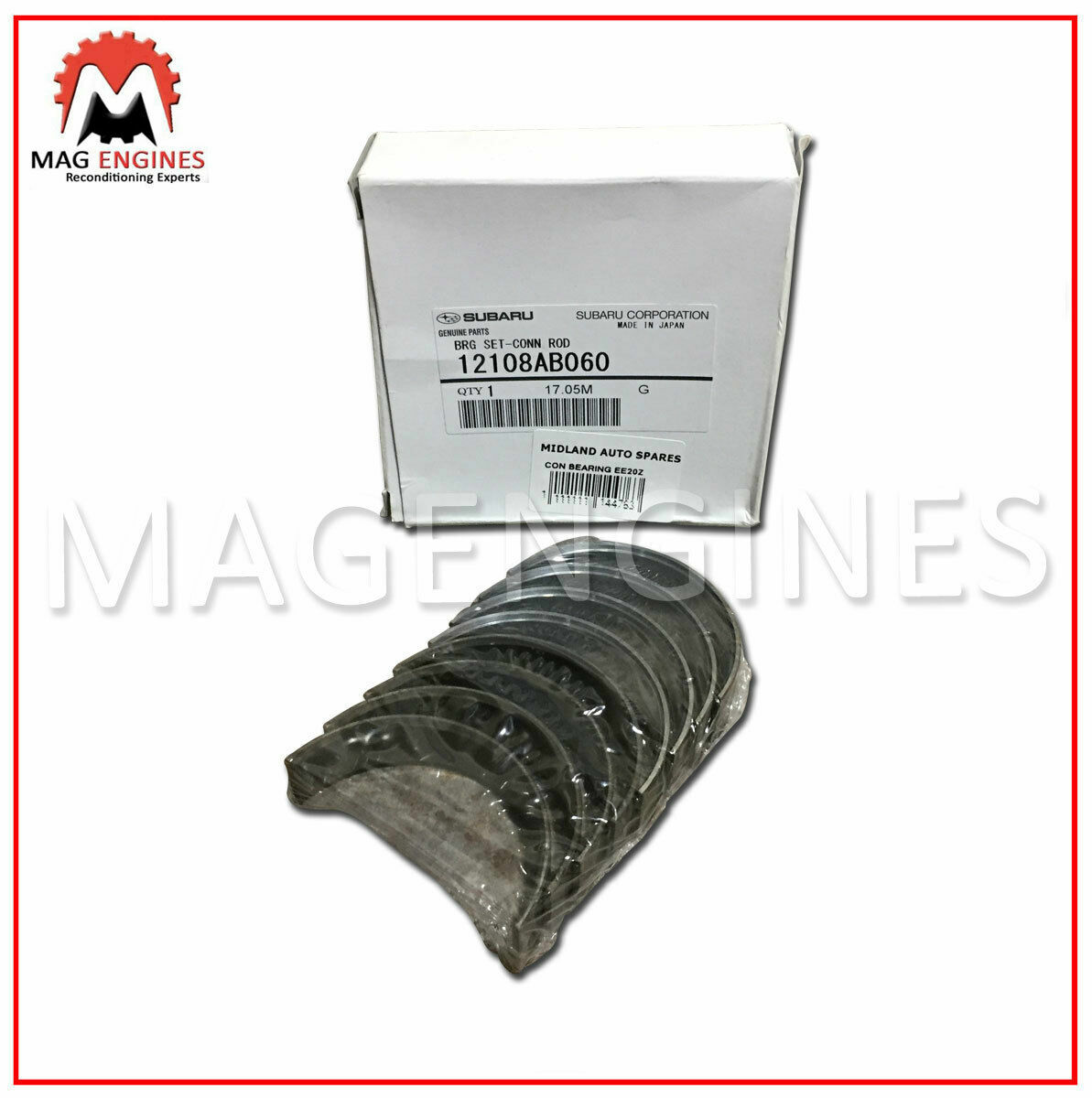 12108-AB060 GENUINE CON ROD BEARING SET SUBARU EE20Z FOR IMPREZA LEGACY ...